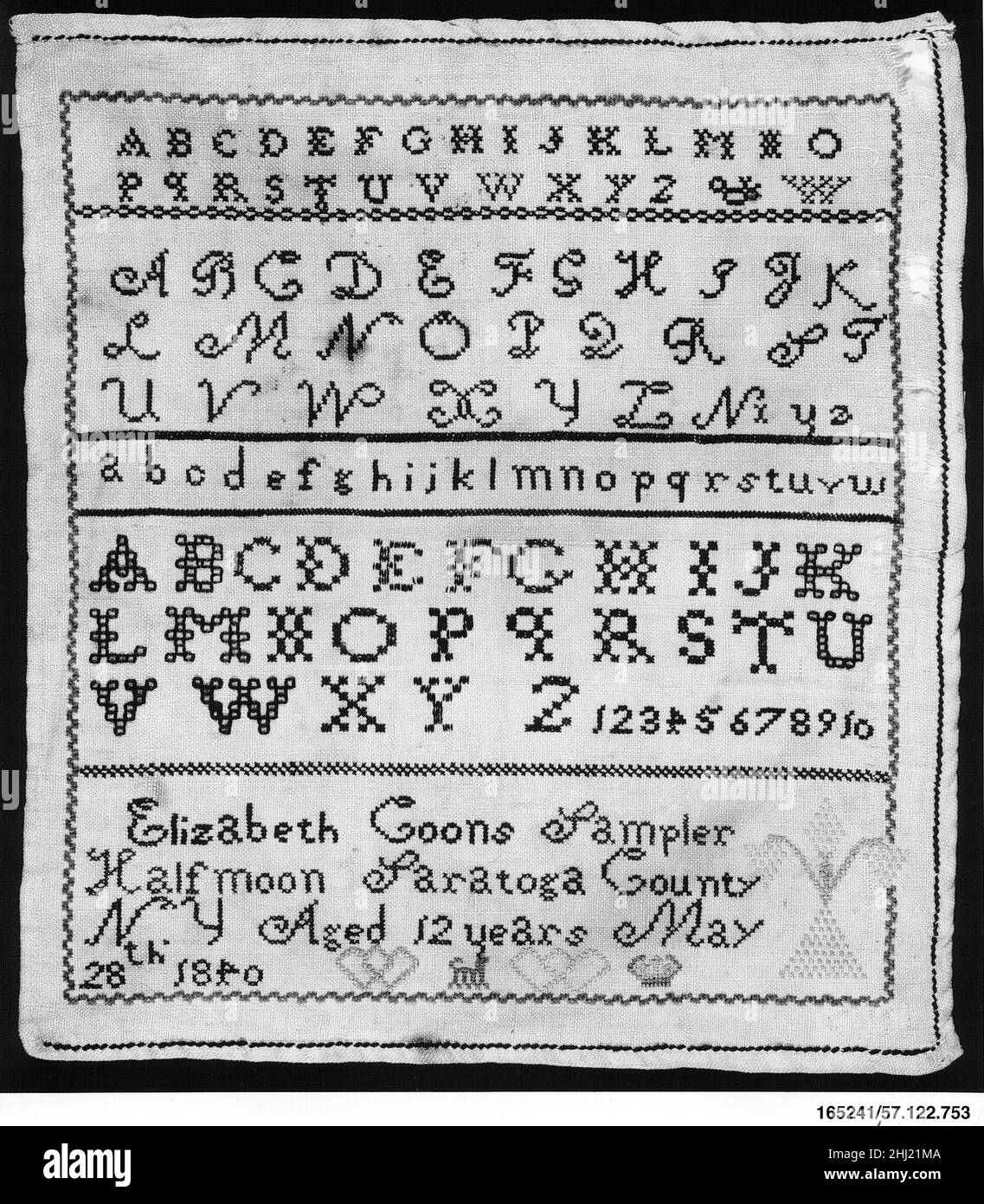 Embroidered sampler hi-res stock photography and images - Alamy