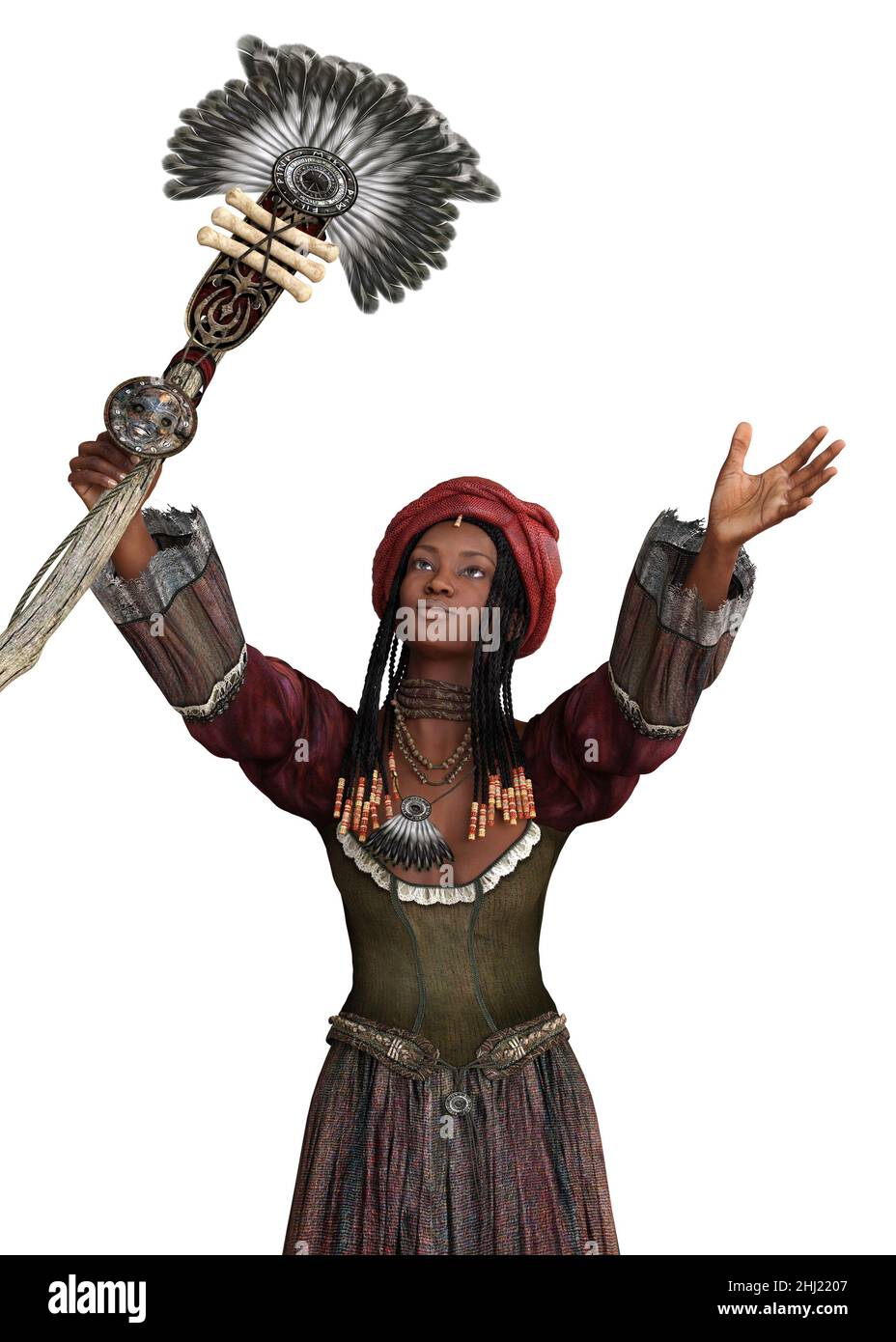 Digitally rendered African witch, voodoo shaman woman, 3D Illustration ...