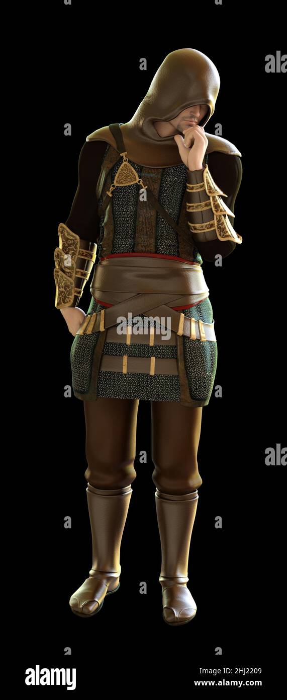 Man wears an ancient warrior robe. 3D Illustration Stock Photo - Alamy