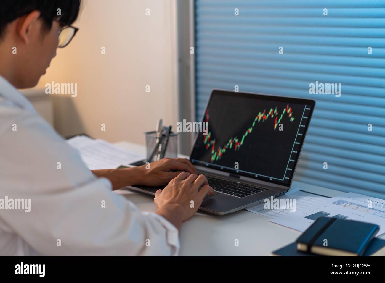 Overwork Concept The office employee working at the office by analyzing ...