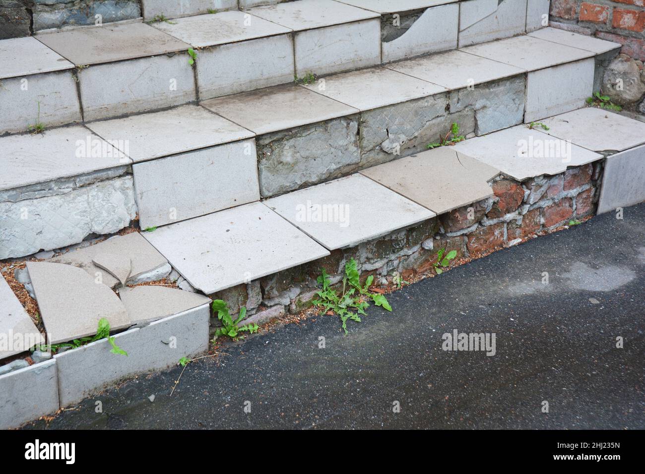 Danger Broken House Steps Outdoor. Damaged Stair Case Need to Repair ...