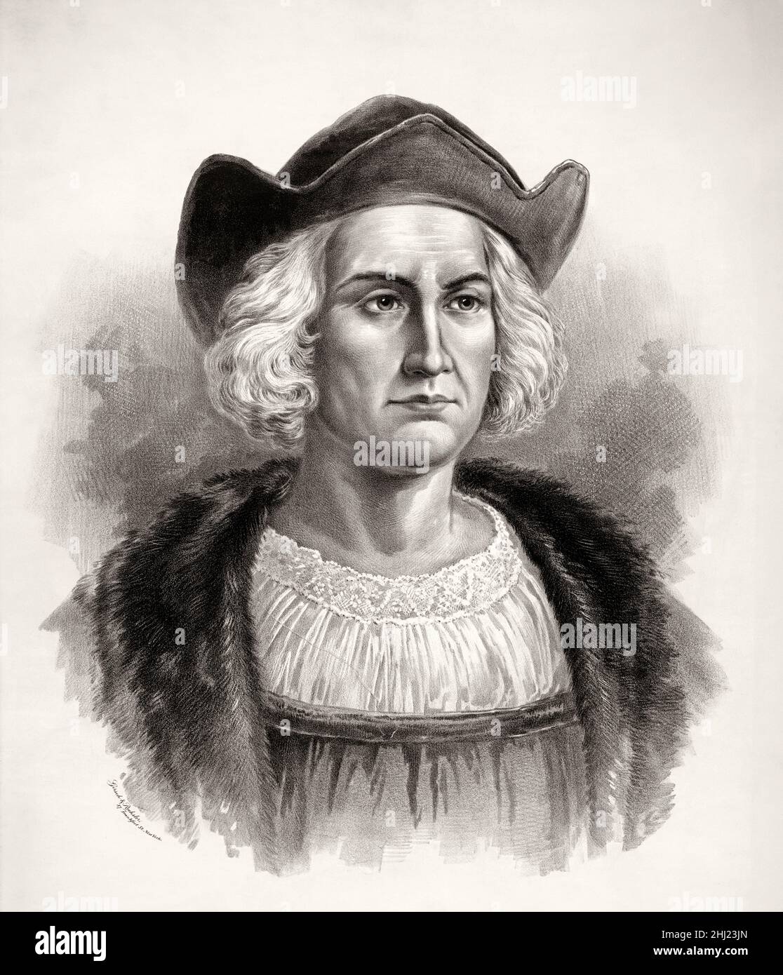 Christopher Columbus, 1451 - 1506, Italian navigator, digitally ...