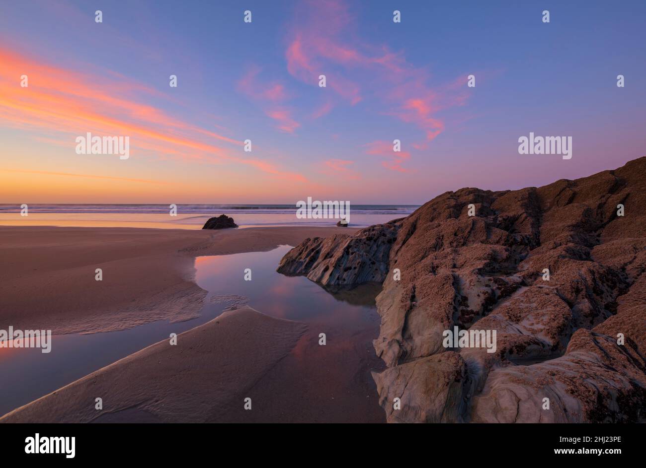 Sunrise Tregantle Beach Cornwall Stock Photo - Alamy