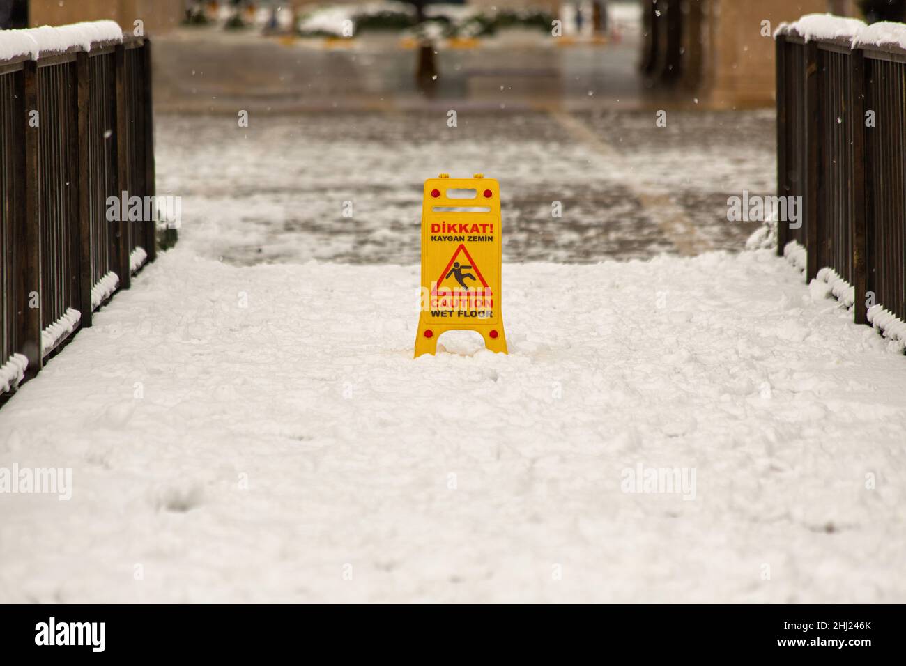 Snow falling on background street hi-res stock photography and images ...