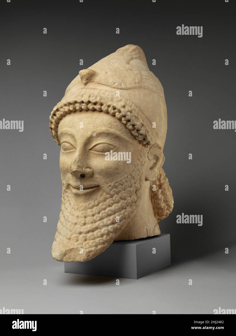 Limestone male head last quarter of the 6th century B.C. Cypriot This ...