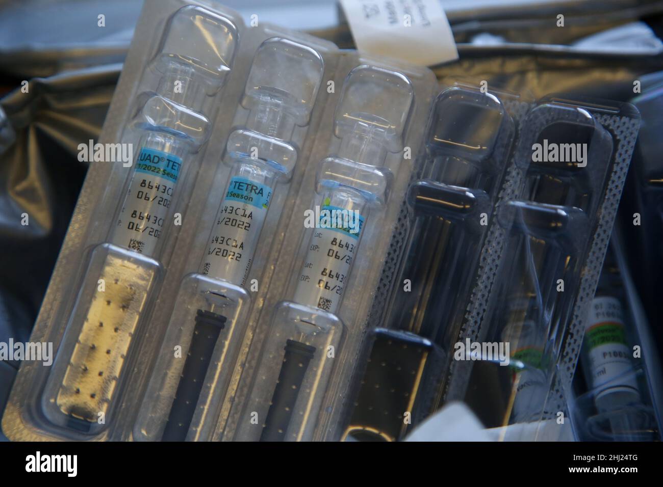 London, UK. 09th Oct, 2021. Flu jabs seen at a doctor's surgery. Credit ...