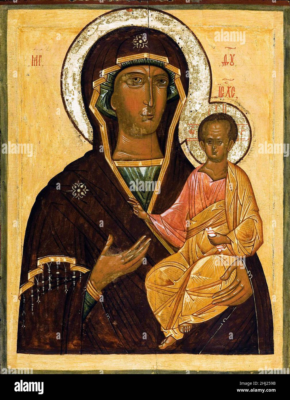Icon of Our Lady of Smolensk, tempera on panel, 16th century Stock ...