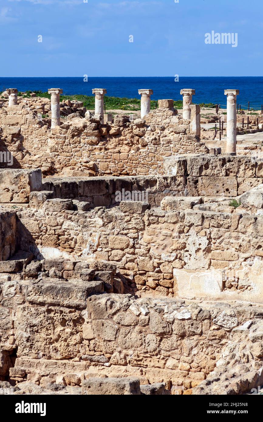 Roman Column architecture building ruins at the Kato Paphos (Pafos ...