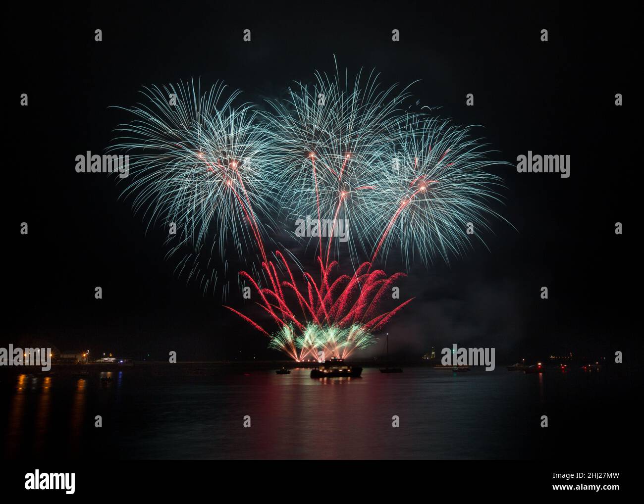 Colorful pyrotechnics display during a fireworks championship in ...