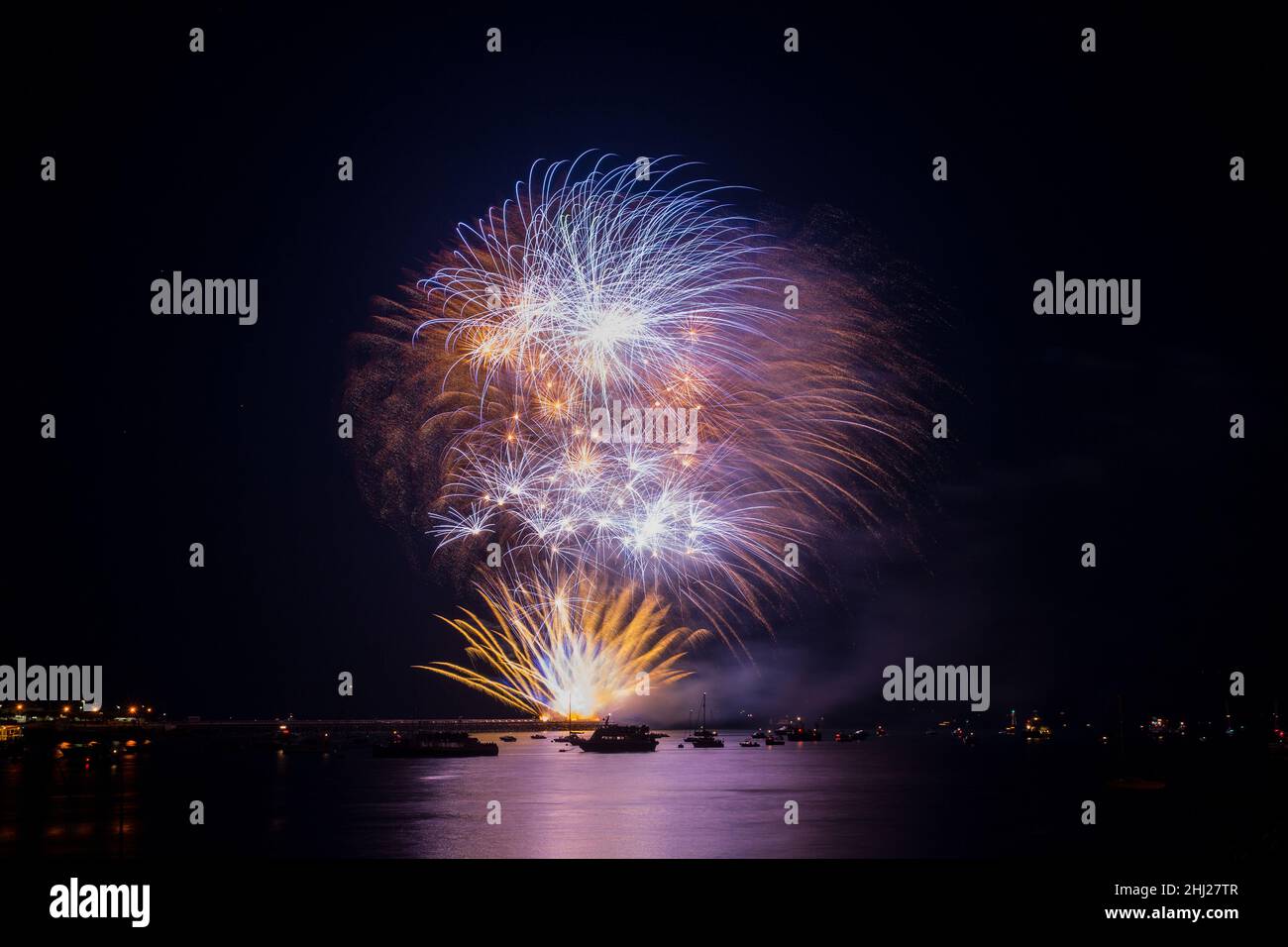 Colorful pyrotechnics display during a fireworks championship in ...
