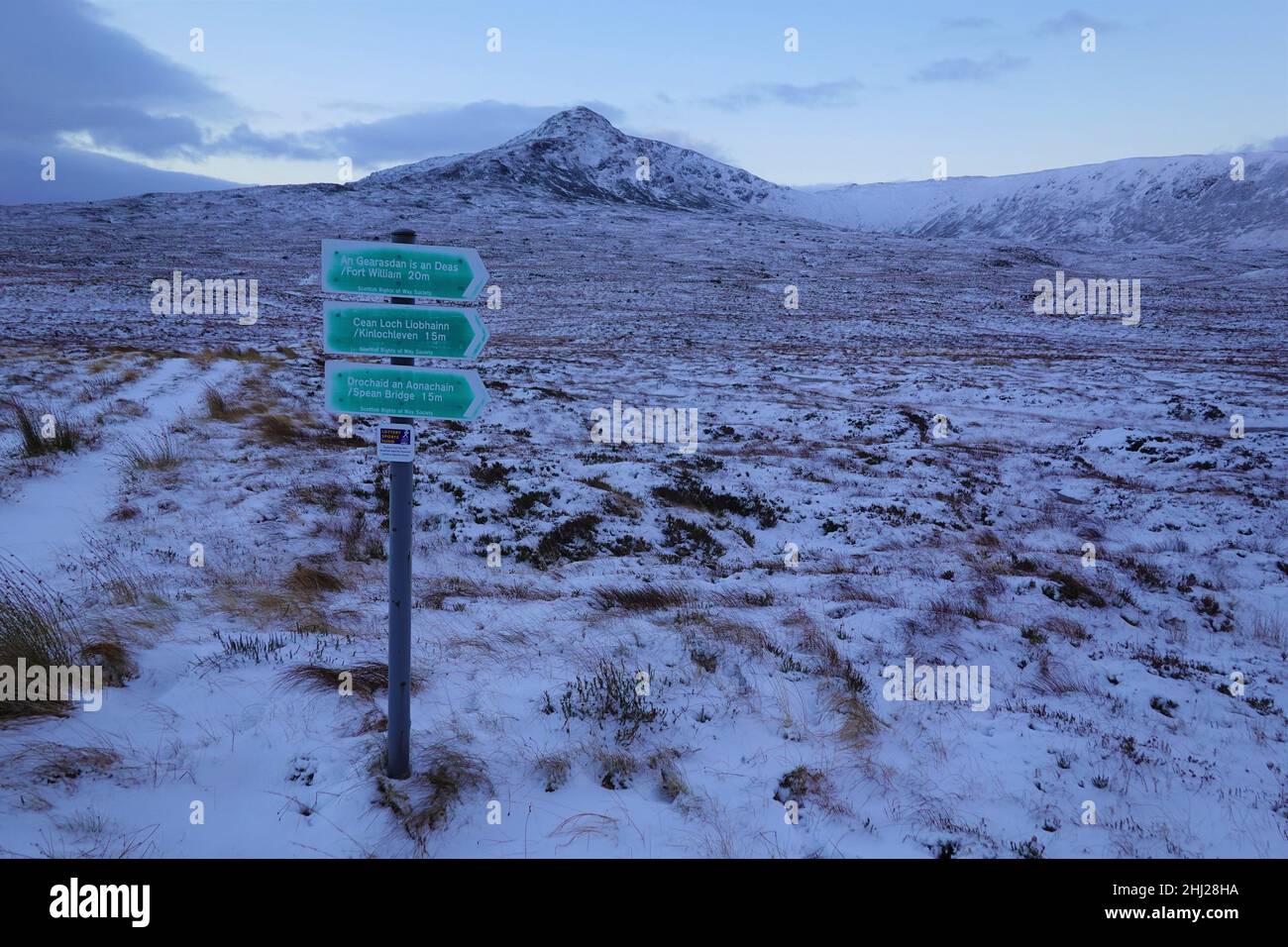 Sign showing footpaths to Fort William, Spean Bridge and Kinlochleven ...
