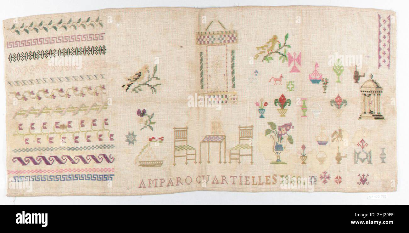 Sampler 1868 French. Sampler 228678 Stock Photo - Alamy