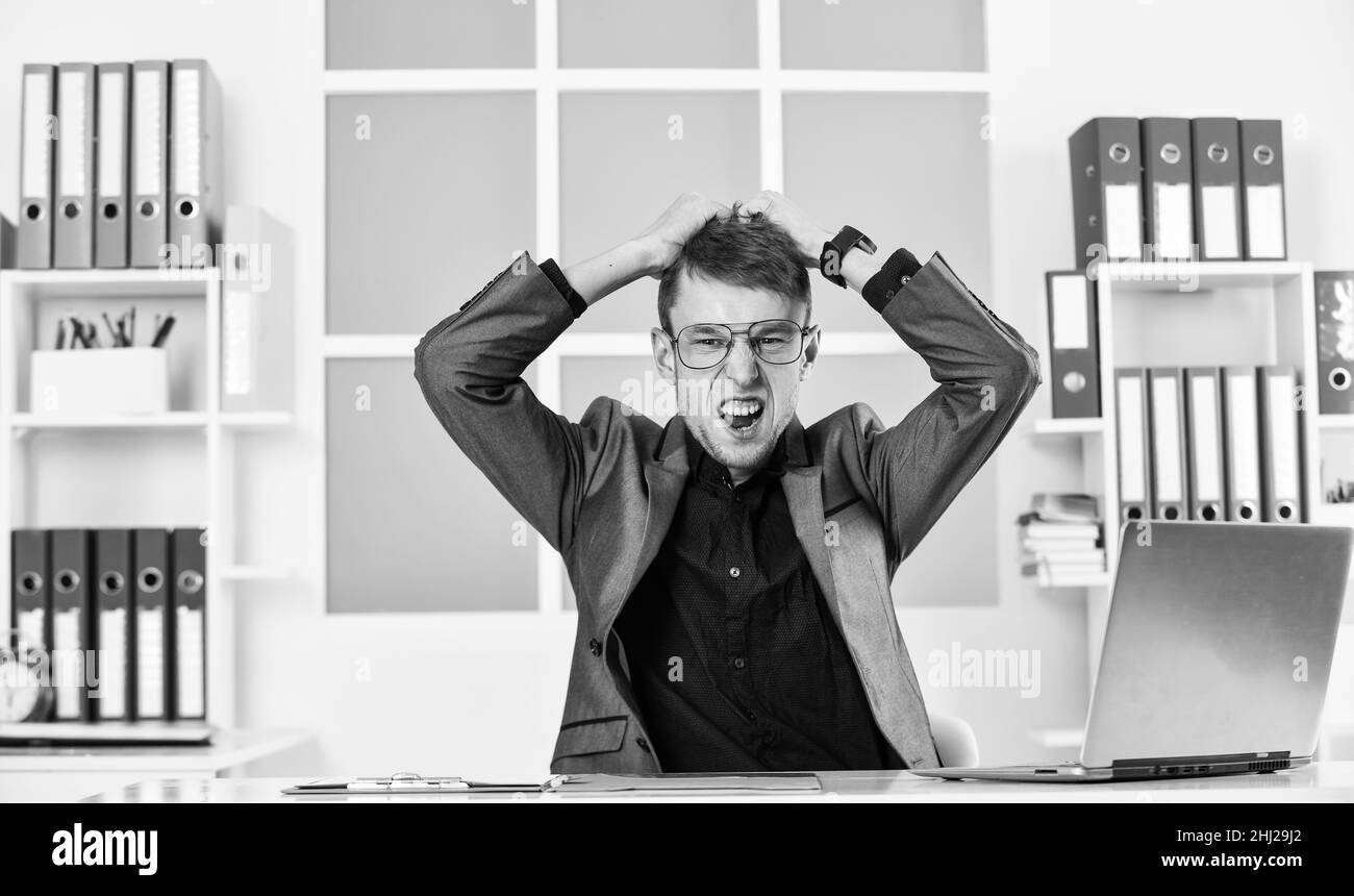 Laptop stressed male Black and White Stock Photos & Images - Alamy