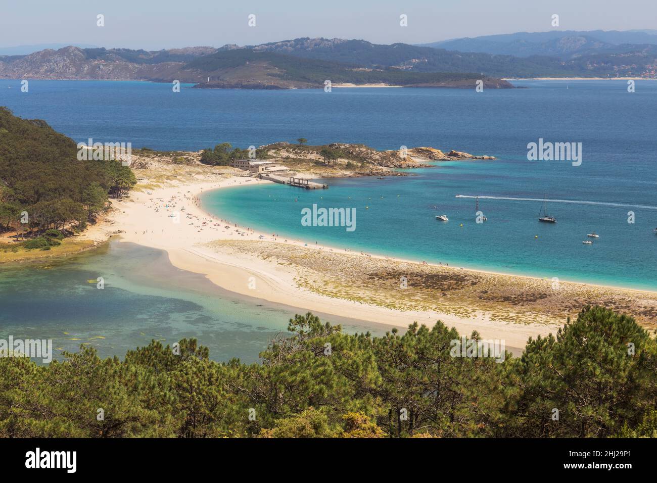 Aerial View of Stunning Landscape in the Cies Islands Natural Park ...