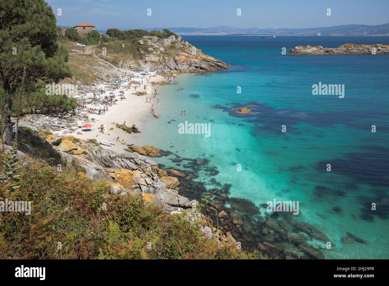 Aerial View of Stunning Landscape in the Cies Islands Natural Park ...