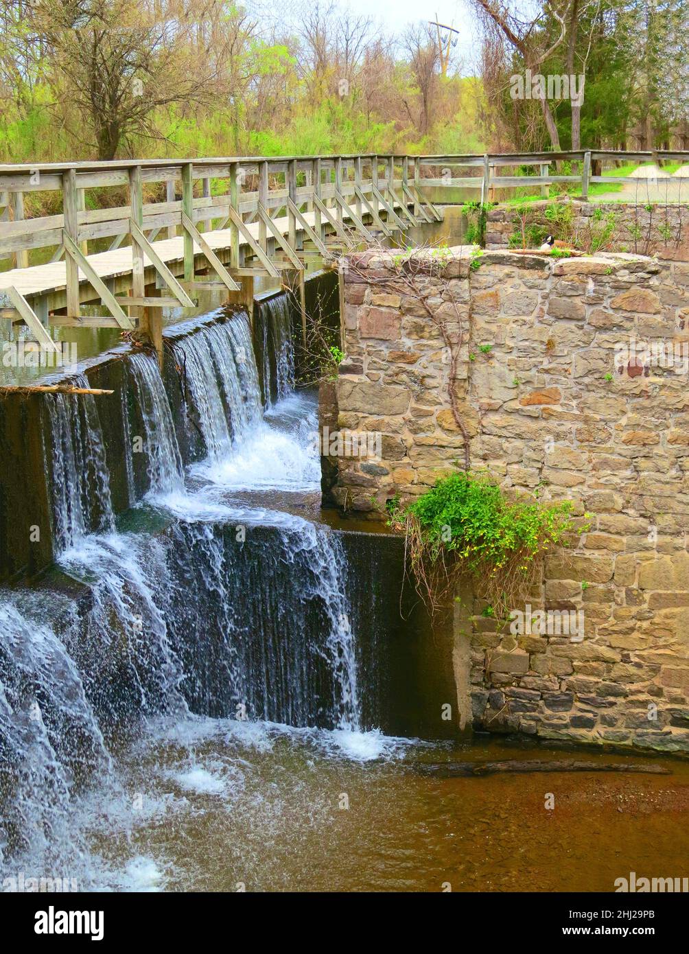 A water falls of overflow from the Delaware canal into the Delaware ...