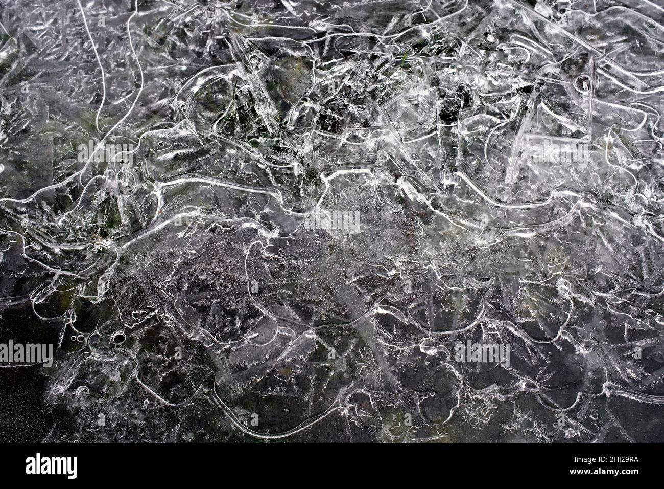 Complex formations of various ice layers in closeup Stock Photo - Alamy