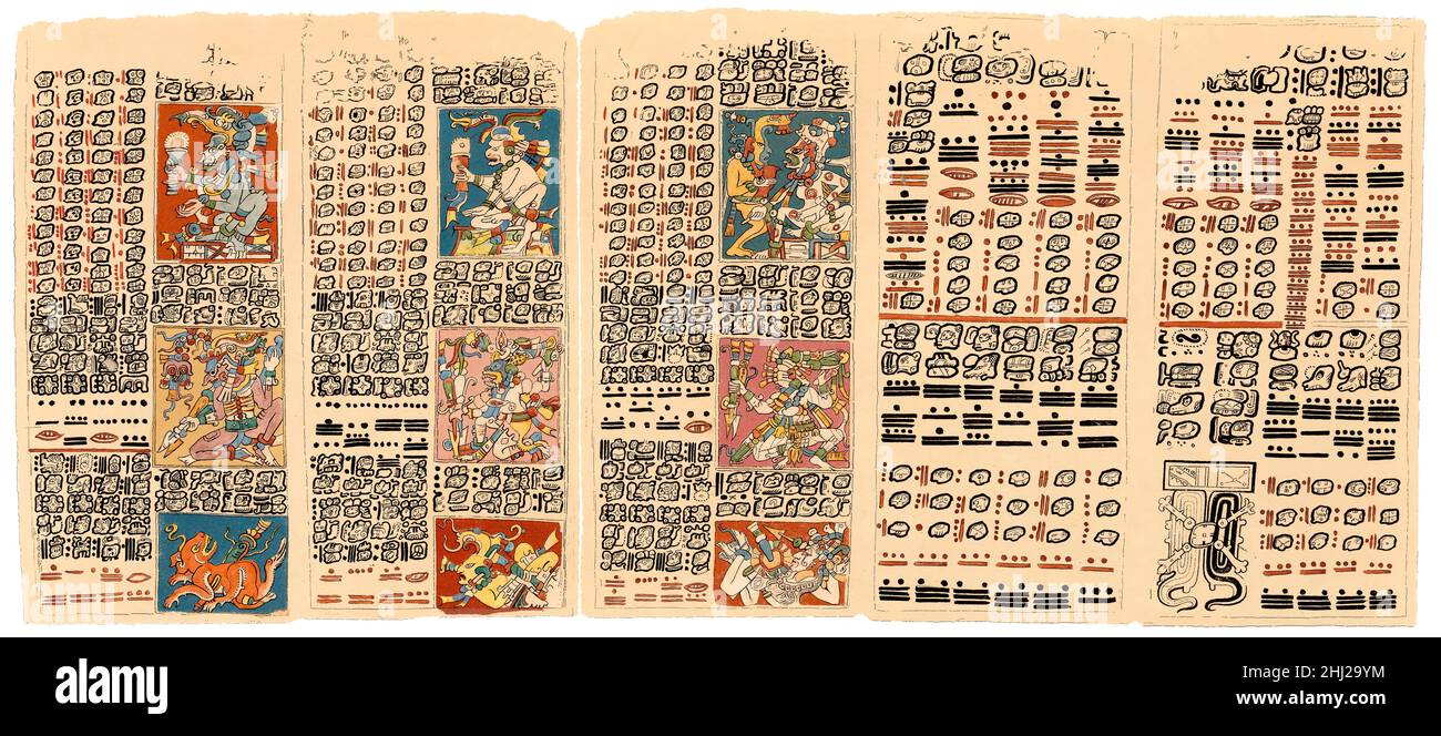Codex Dresdensis, Mayan manuscript, 13th century, facsimile, digitally ...