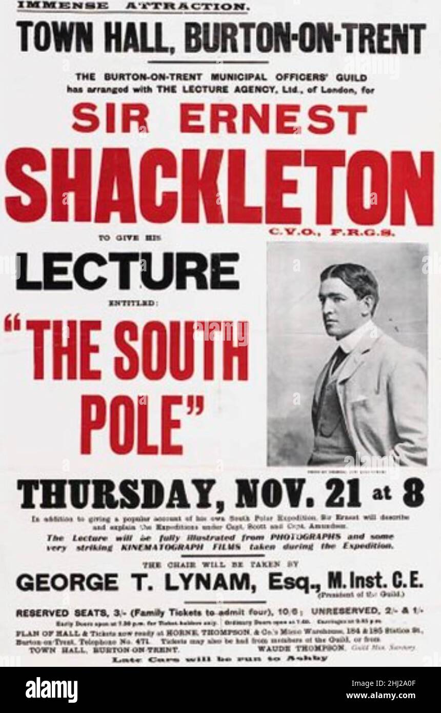 ERNEST SHACKLETON (1874-1922) Anglo-Irish Antarctic explorer. Poster ...