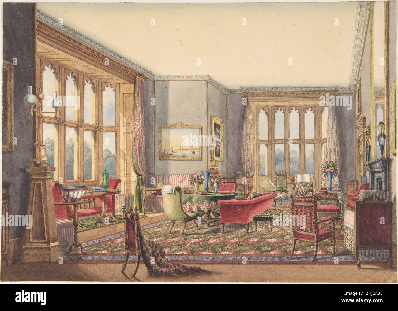 Drawing Room, Guys Cliffe, Warwickshire 1860 Anonymous, British, 19th ...