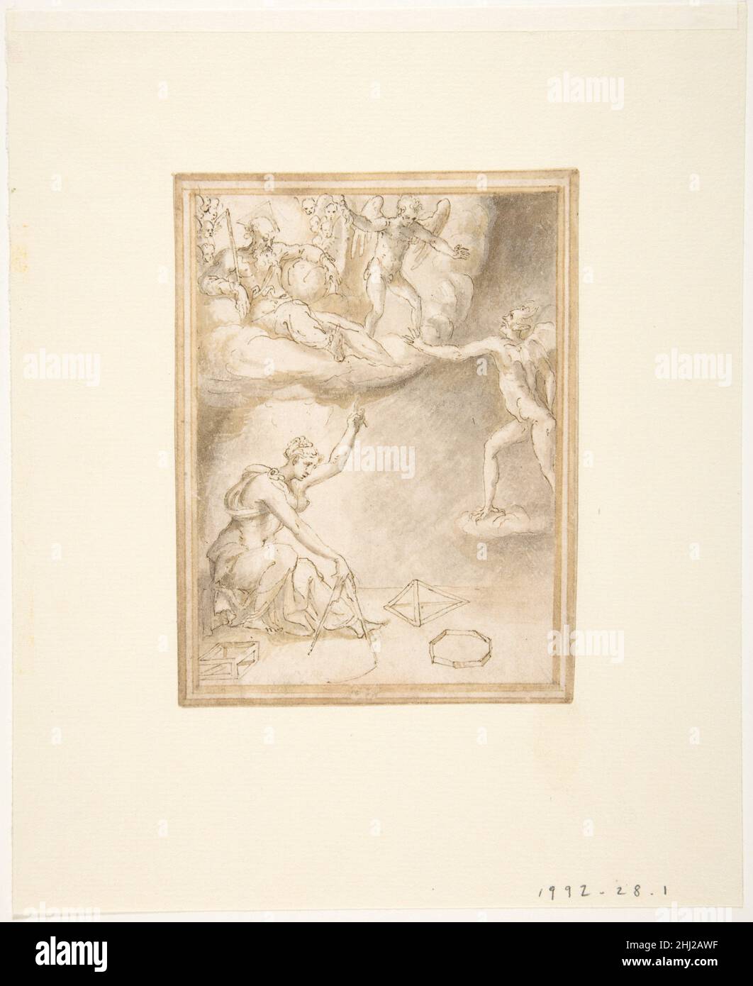 An Allegory: Female Figure with a Compass, God the Father Seated on ...