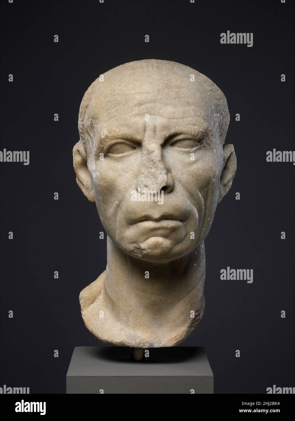 Marble portrait of a man late 1st century B.C. Roman This head with its ...
