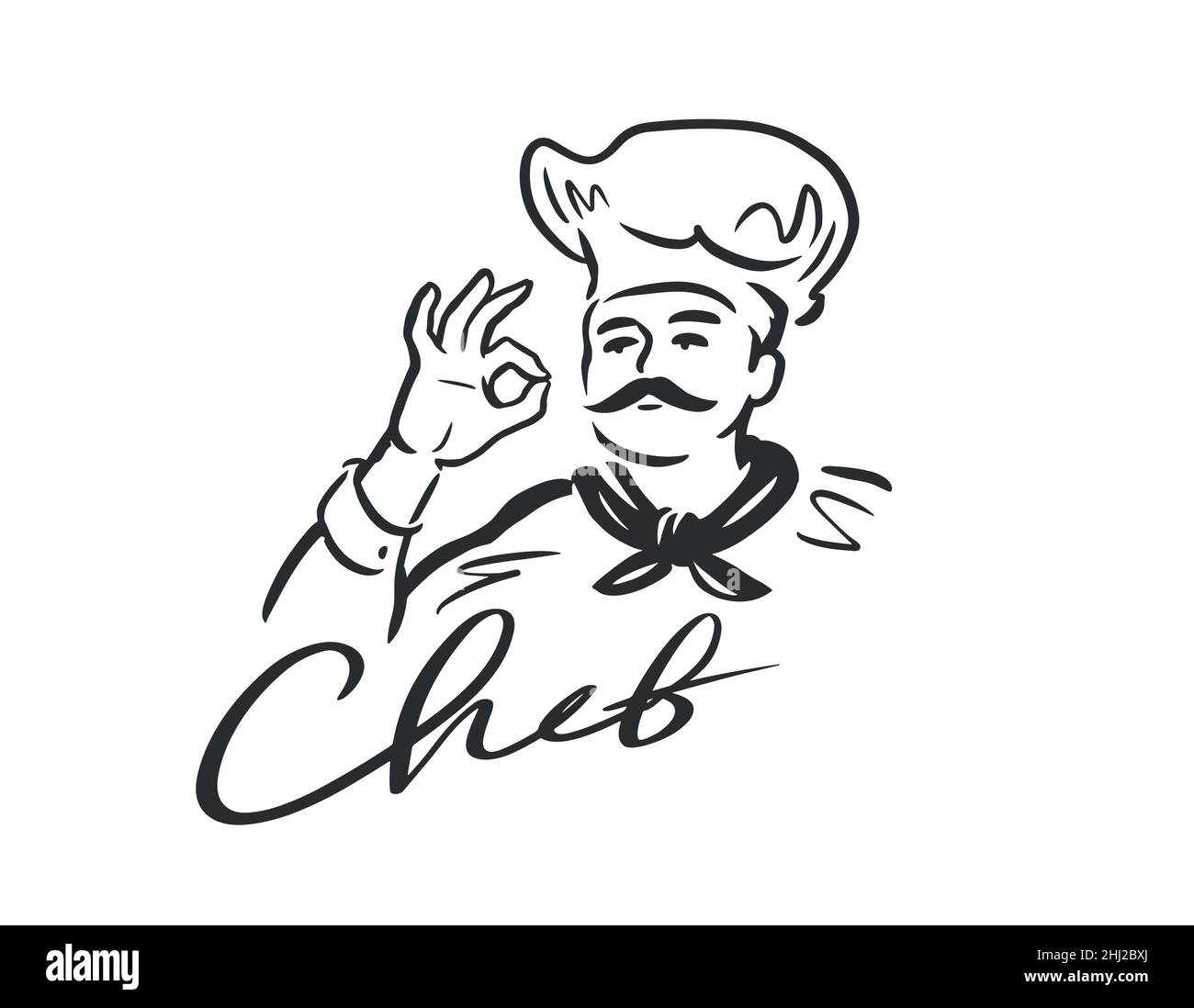 Chef with okay delicious hand sign. Cooking, restaurant logo. Vector ...