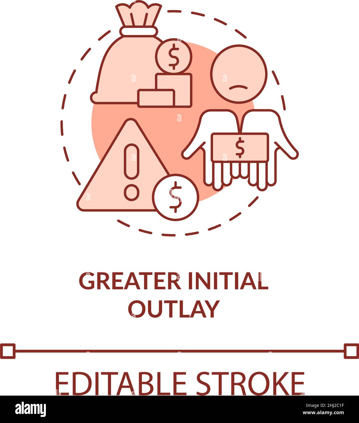 Greater initial outlay red concept icon Stock Vector Image & Art - Alamy