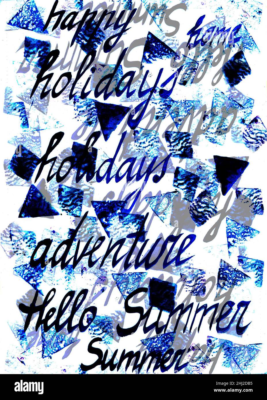 Watercolor background with different hand written words. Hand drawn art ...