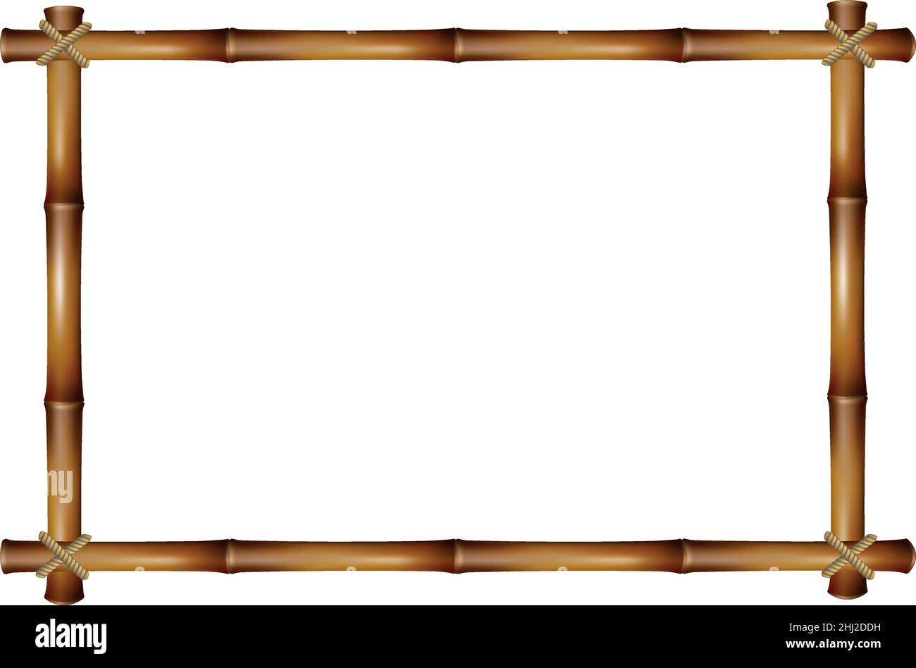 Bamboo stick frame. Rectangle brown wooden border Stock Vector Image ...