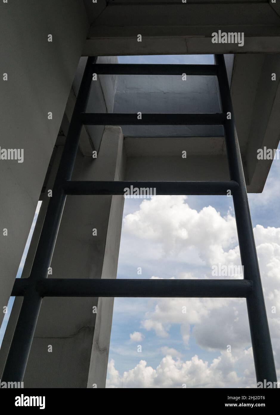 The metal ladder near the outside of the meeting room for climbing to ...