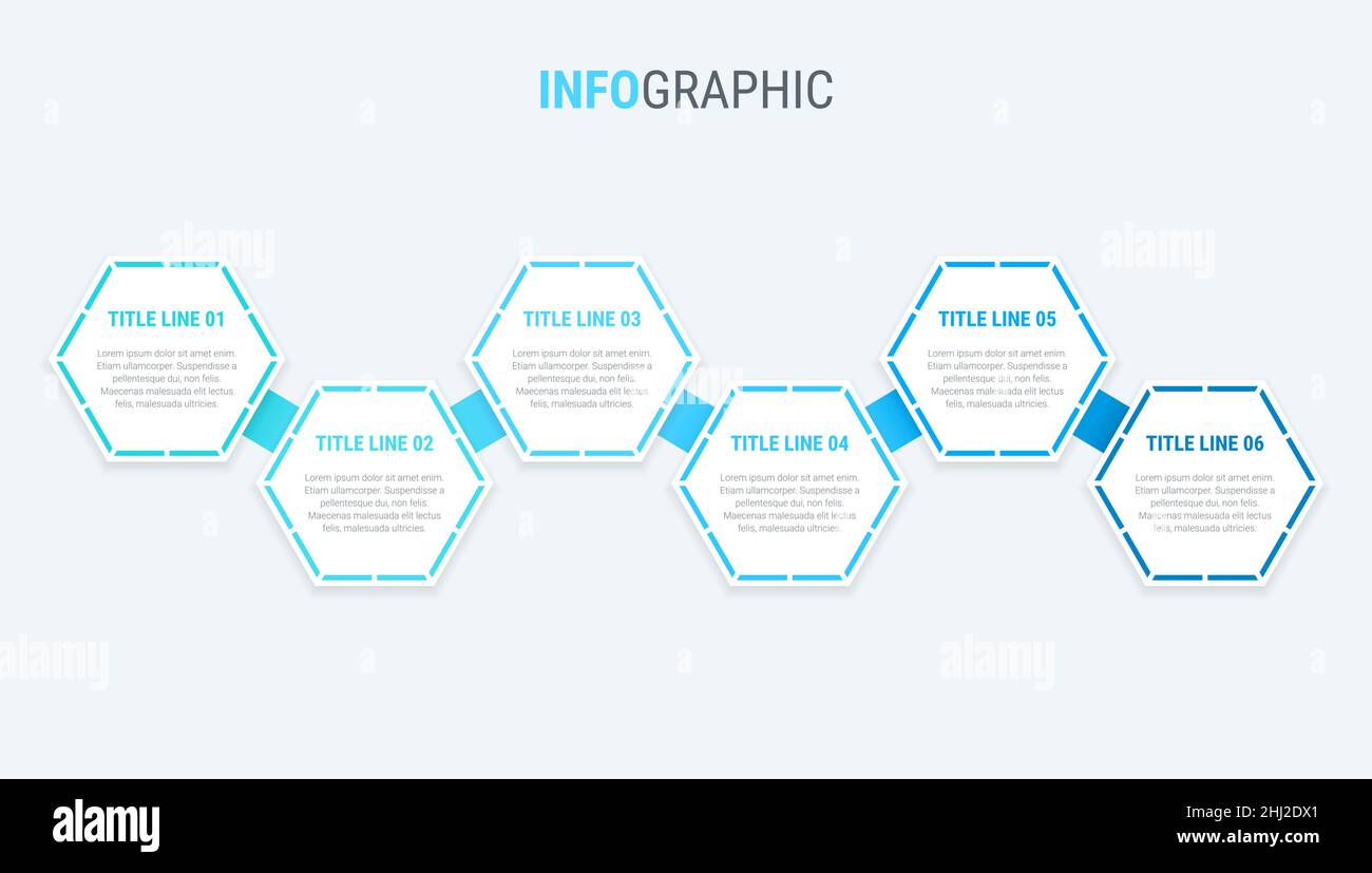 Blue infographic template. 6 steps honeycomb design. Vector timeline ...