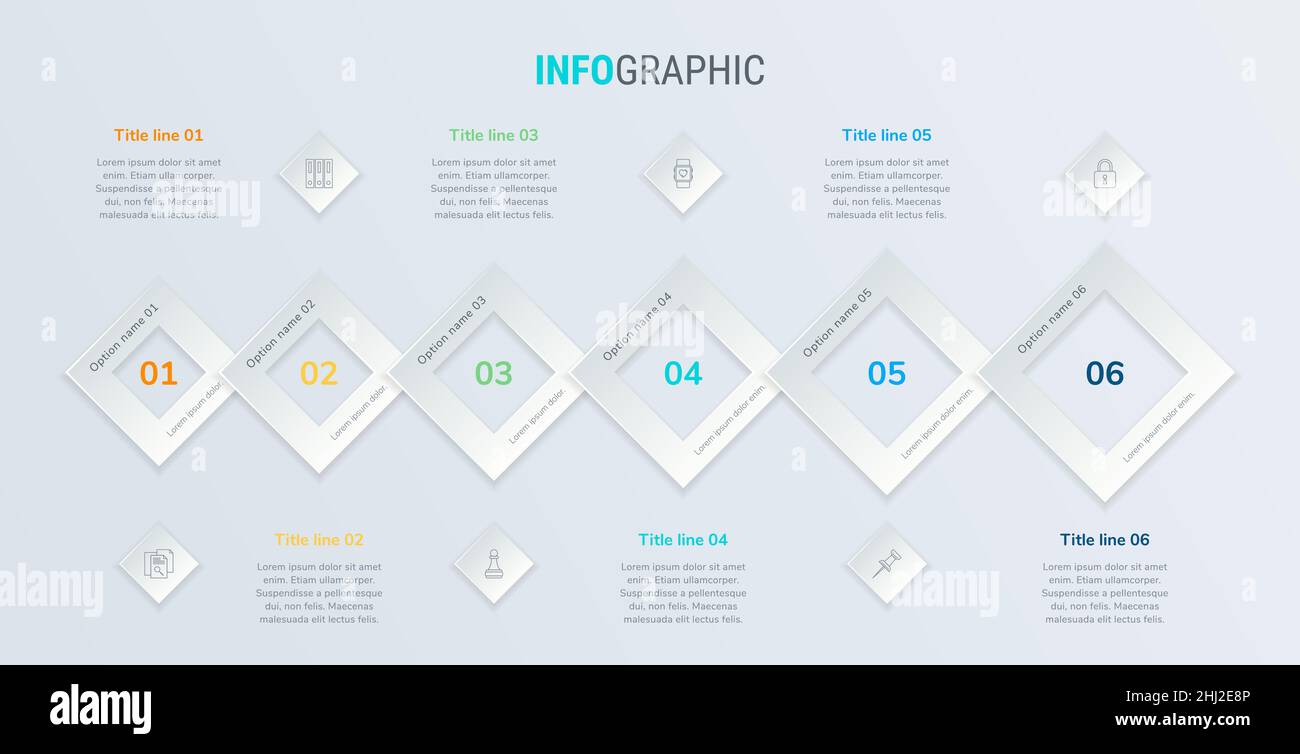 Vector infographics timeline design template with square elements ...