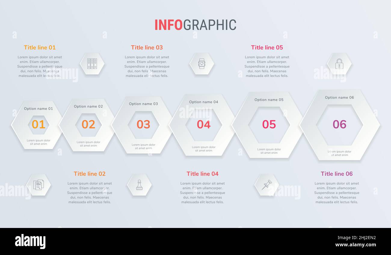 Red vector infographics timeline design template with honeycomb ...