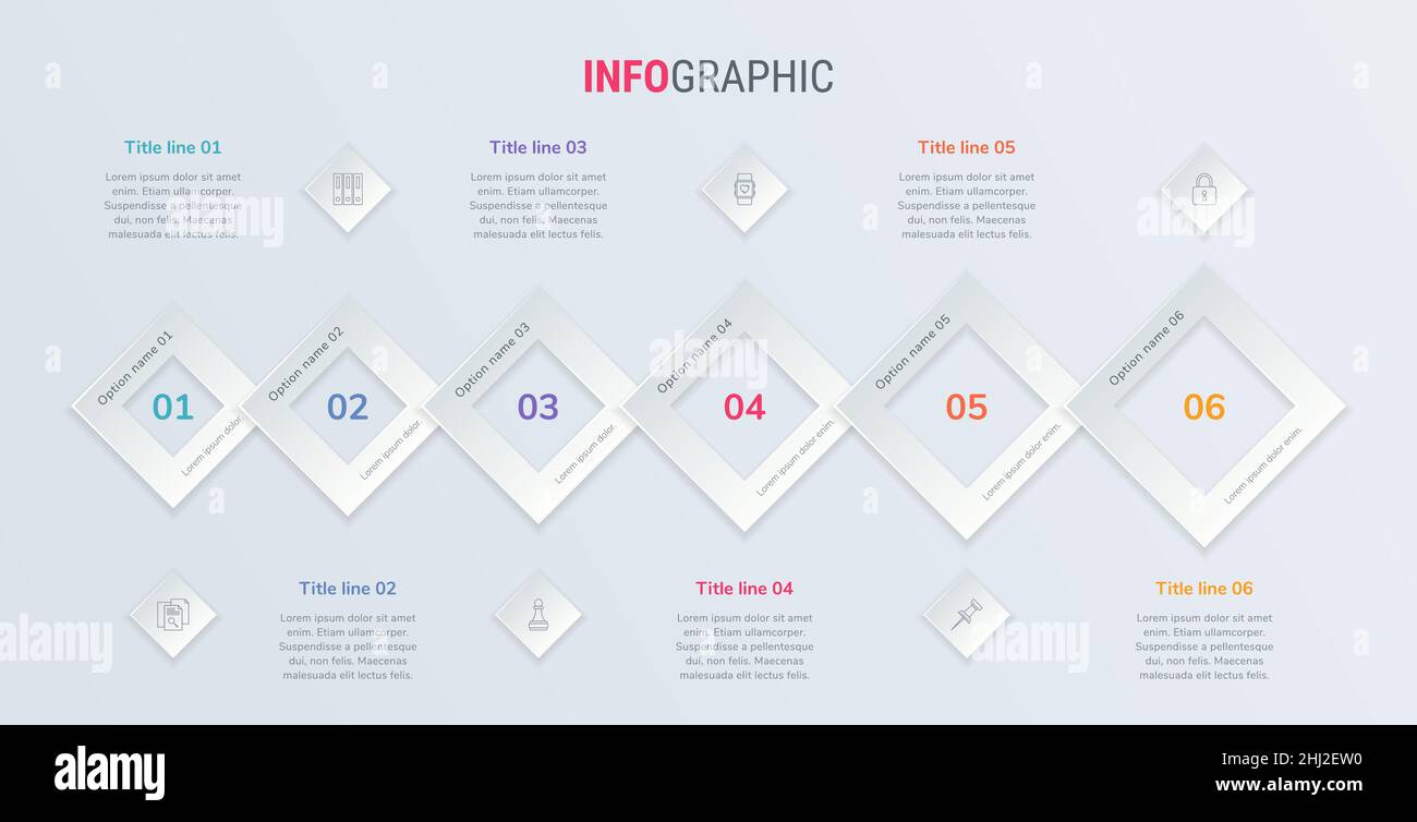 Vector infographics timeline design template with square elements ...
