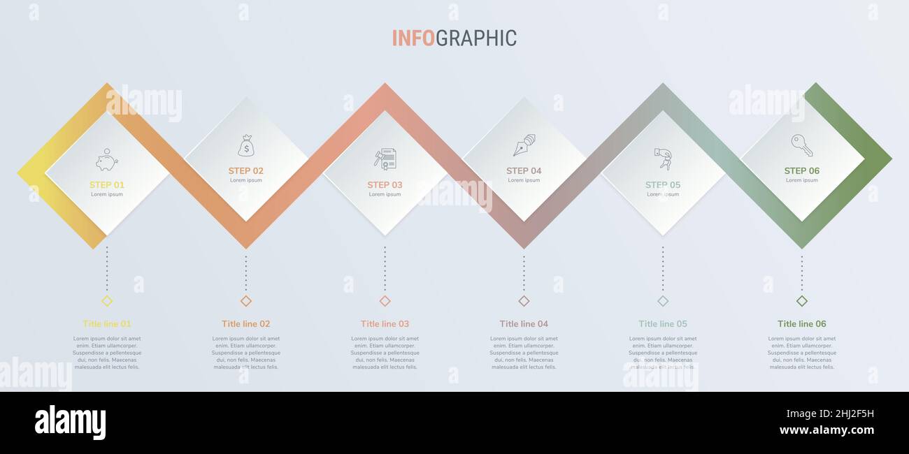 Timeline infographic design vector. 6 options, square workflow layout ...