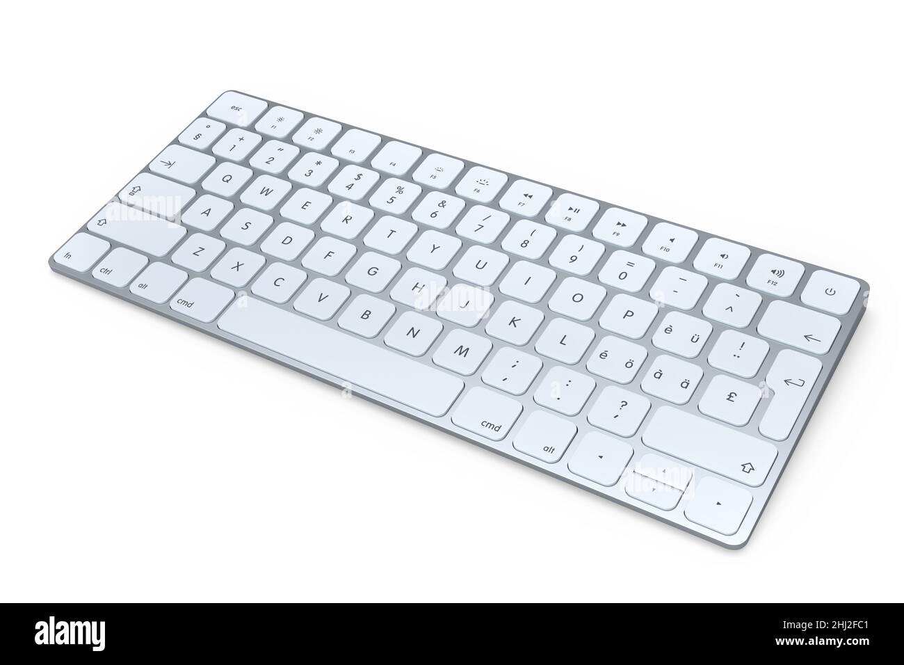Modern aluminum computer keyboard isolated on white background Stock ...
