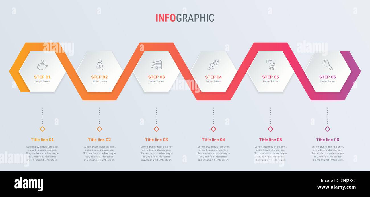 Red timeline infographic design vector. 6 options, honeycomb workflow ...