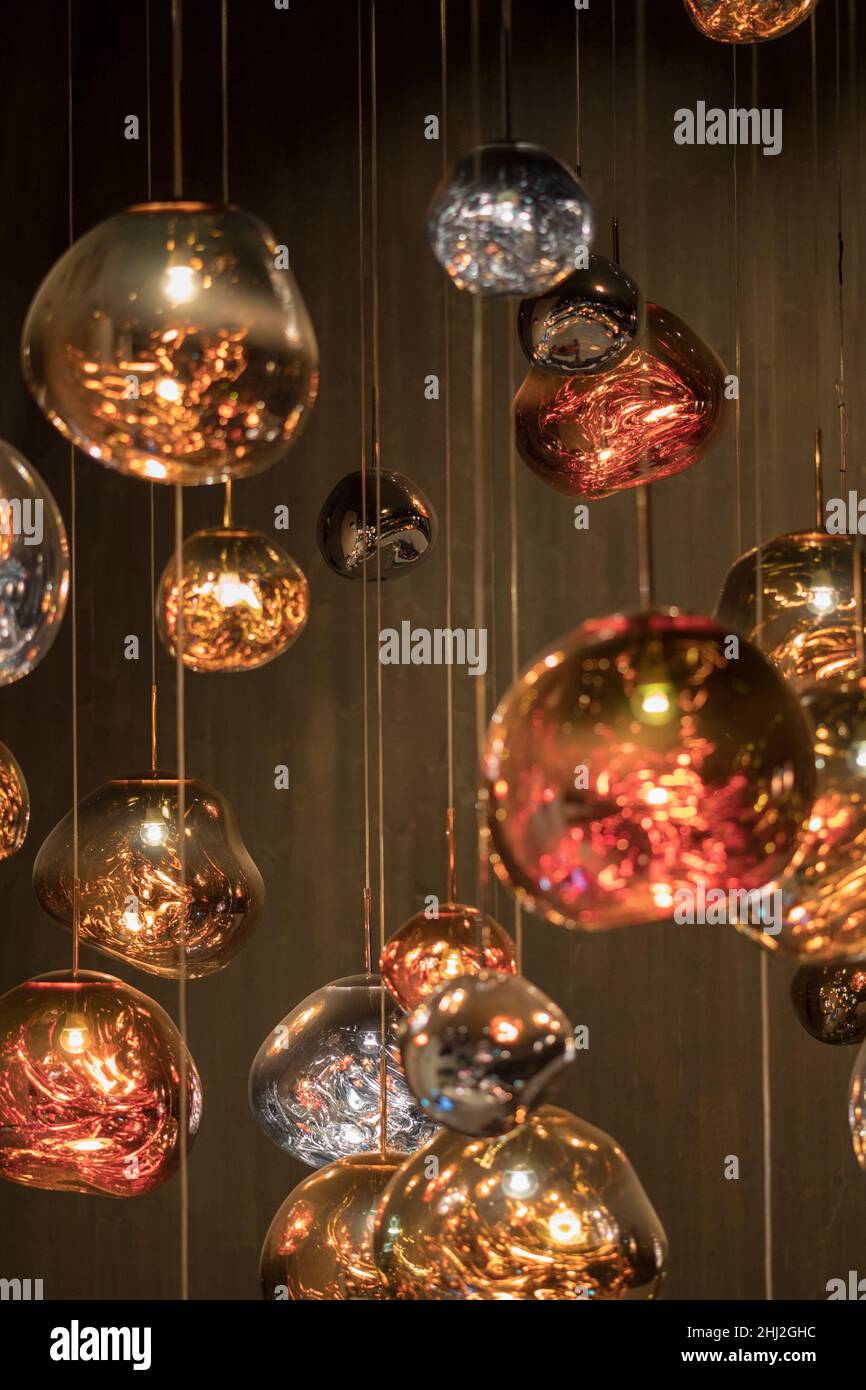 Selective of hanging abstract lamps Stock Photo - Alamy
