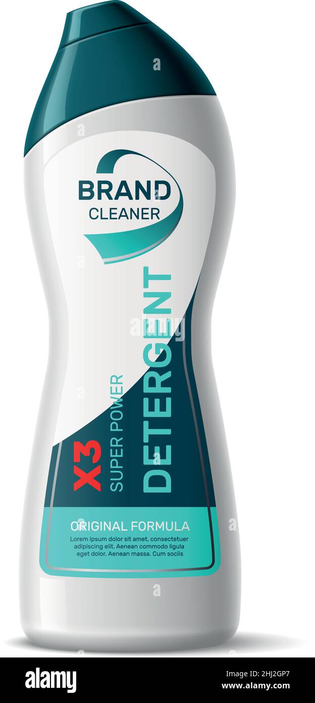 Detergent package design. Product mockup with label template. Realistic ...