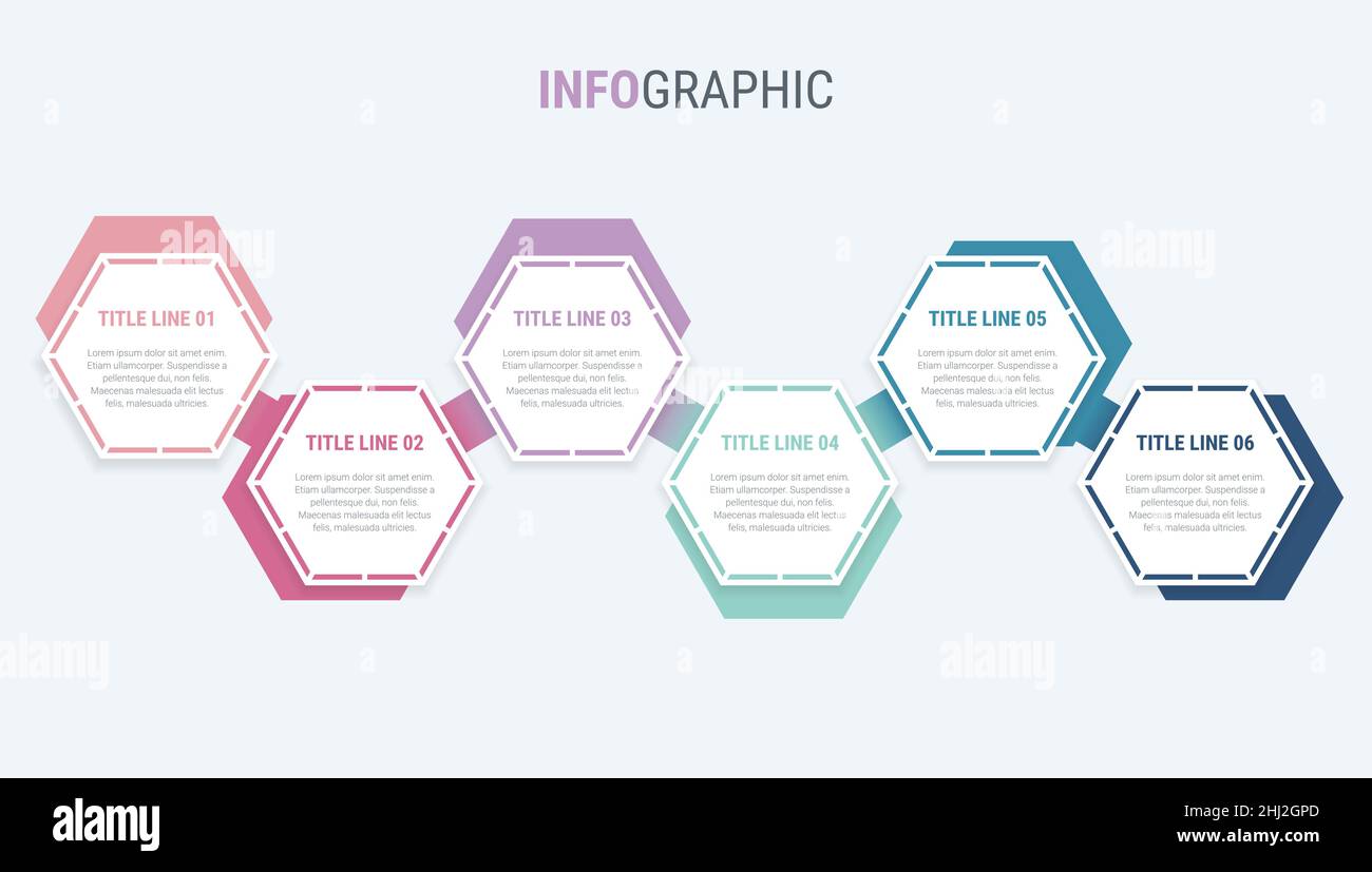 Colorful diagram, infographic template. Timeline with 6 options in ...