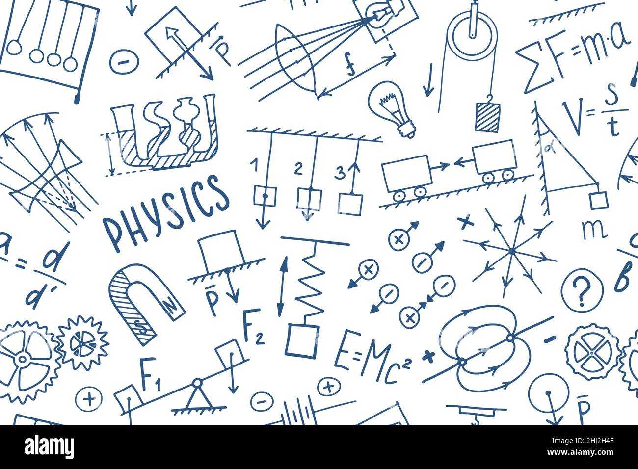Phisics symbols doodle seamless pattern. Science subject cover template ...
