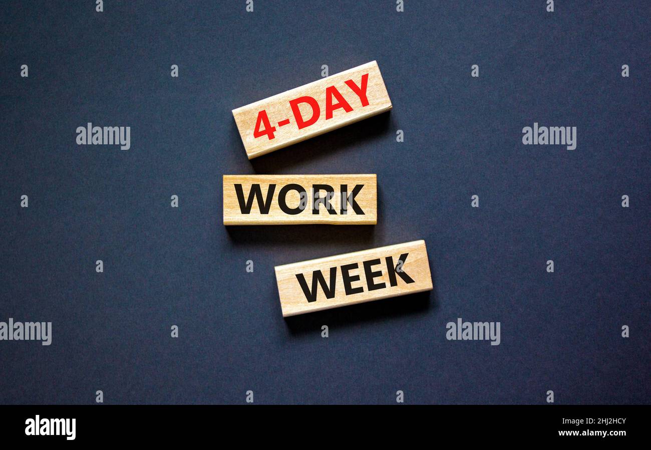 4-day work week symbol. Concept words 4-day work week on wooden blocks ...