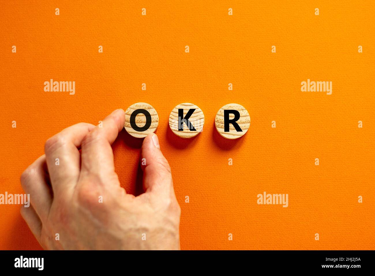 OKR, objectives and key results symbol. Concept words OKR objectives ...