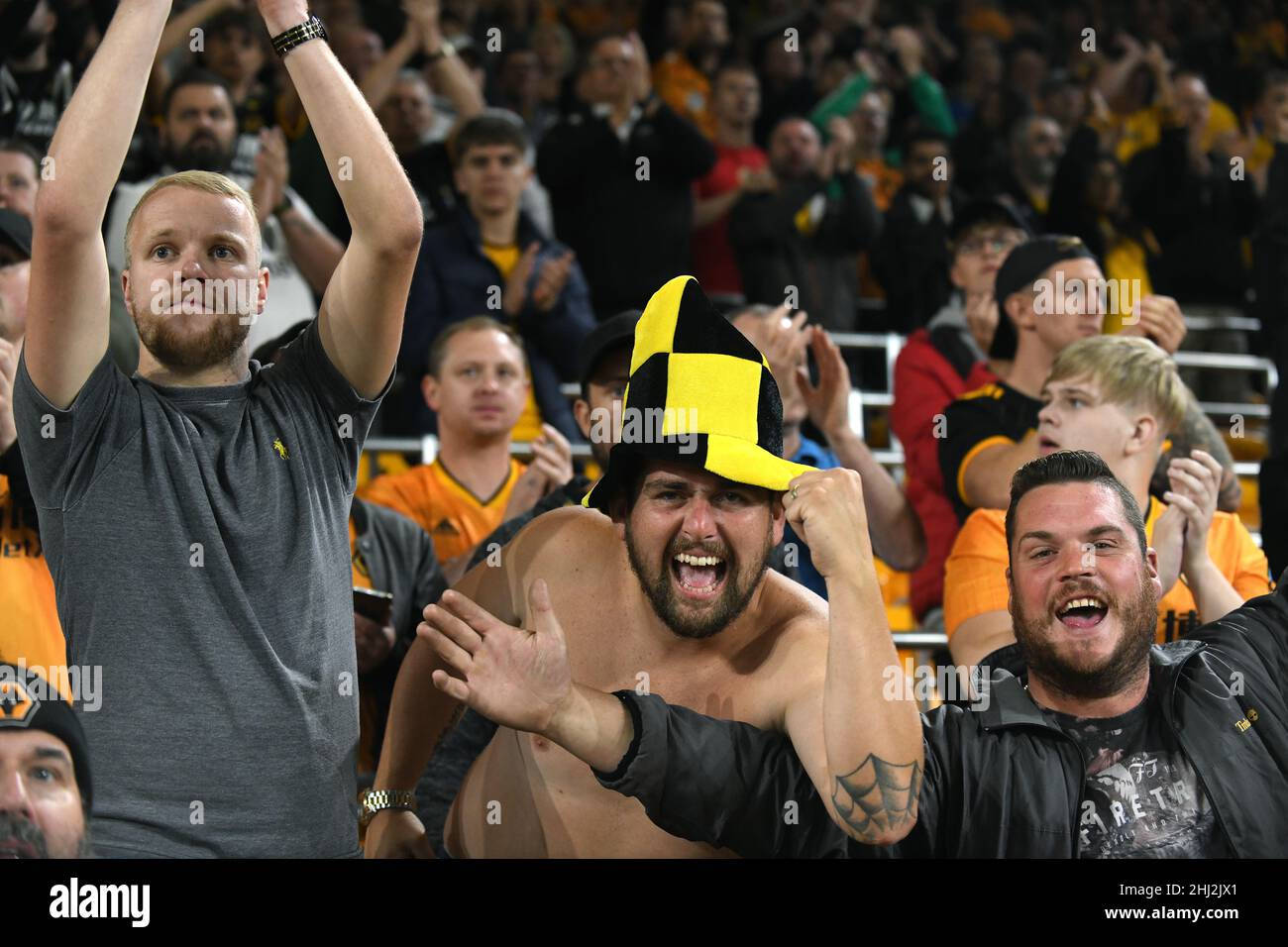 Wolves football fans supporters celebrating Wolverhampton Wanderers v ...