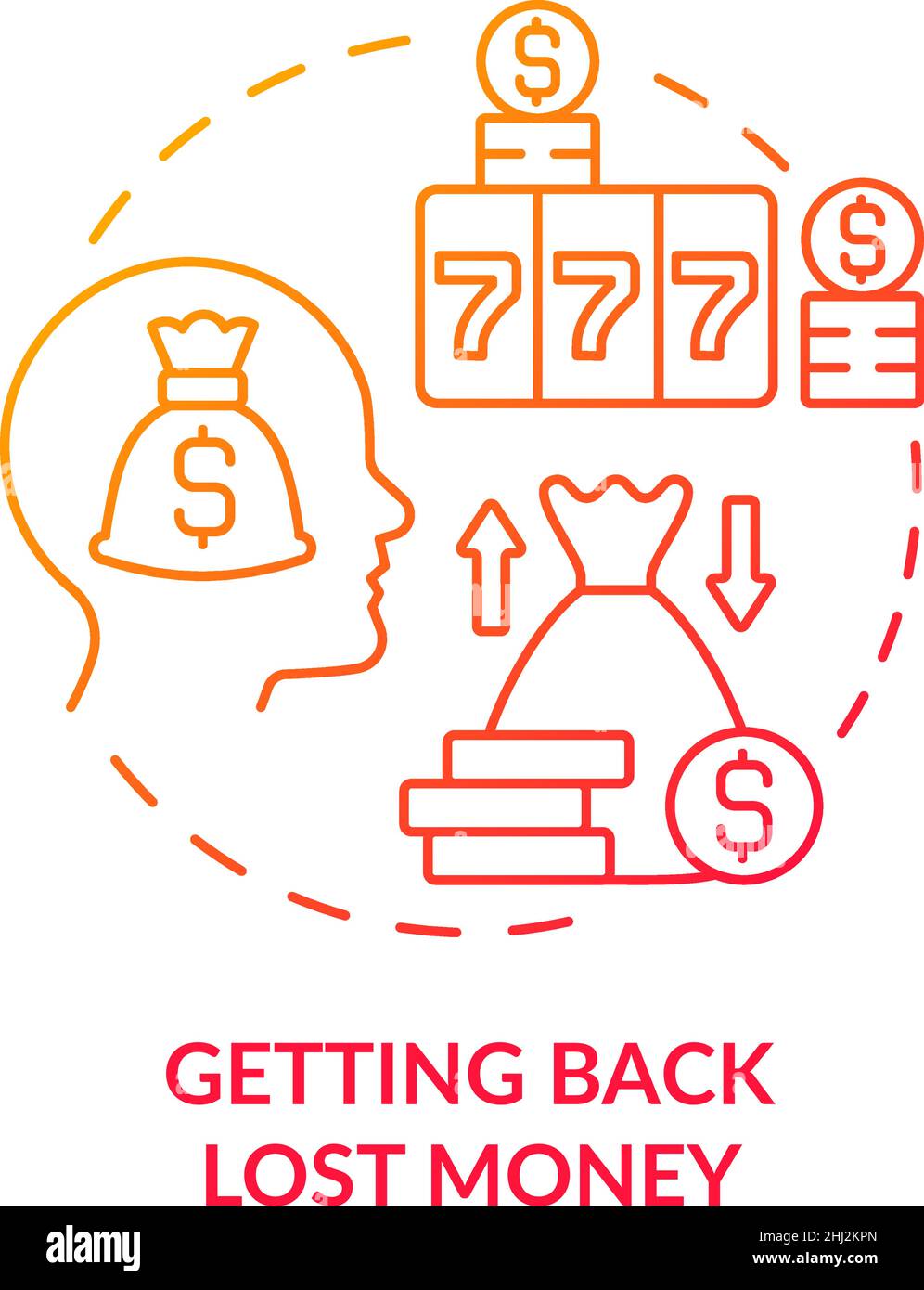 Getting back lost money red gradient concept icon Stock Vector Image ...