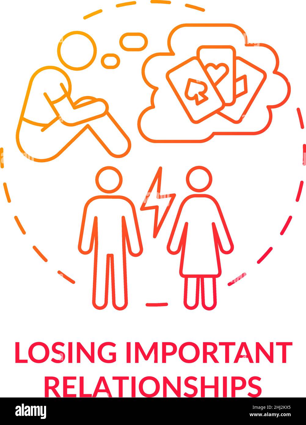 Losing important relationships red gradient concept icon Stock Vector ...
