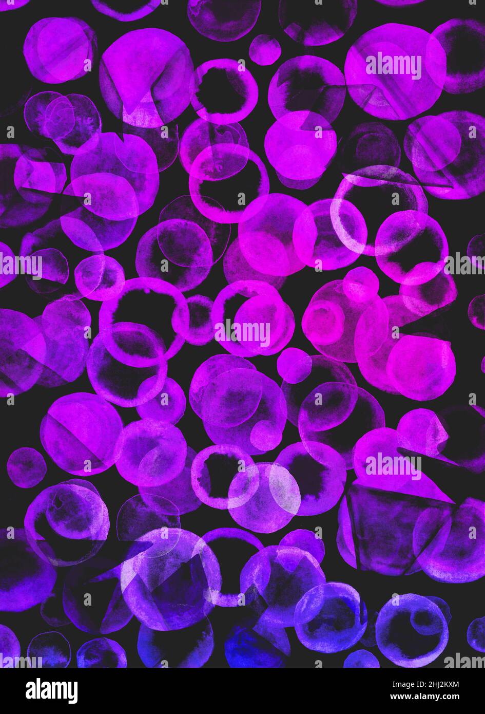 Hand painted bright colorful texture of multicolored bubbles ...