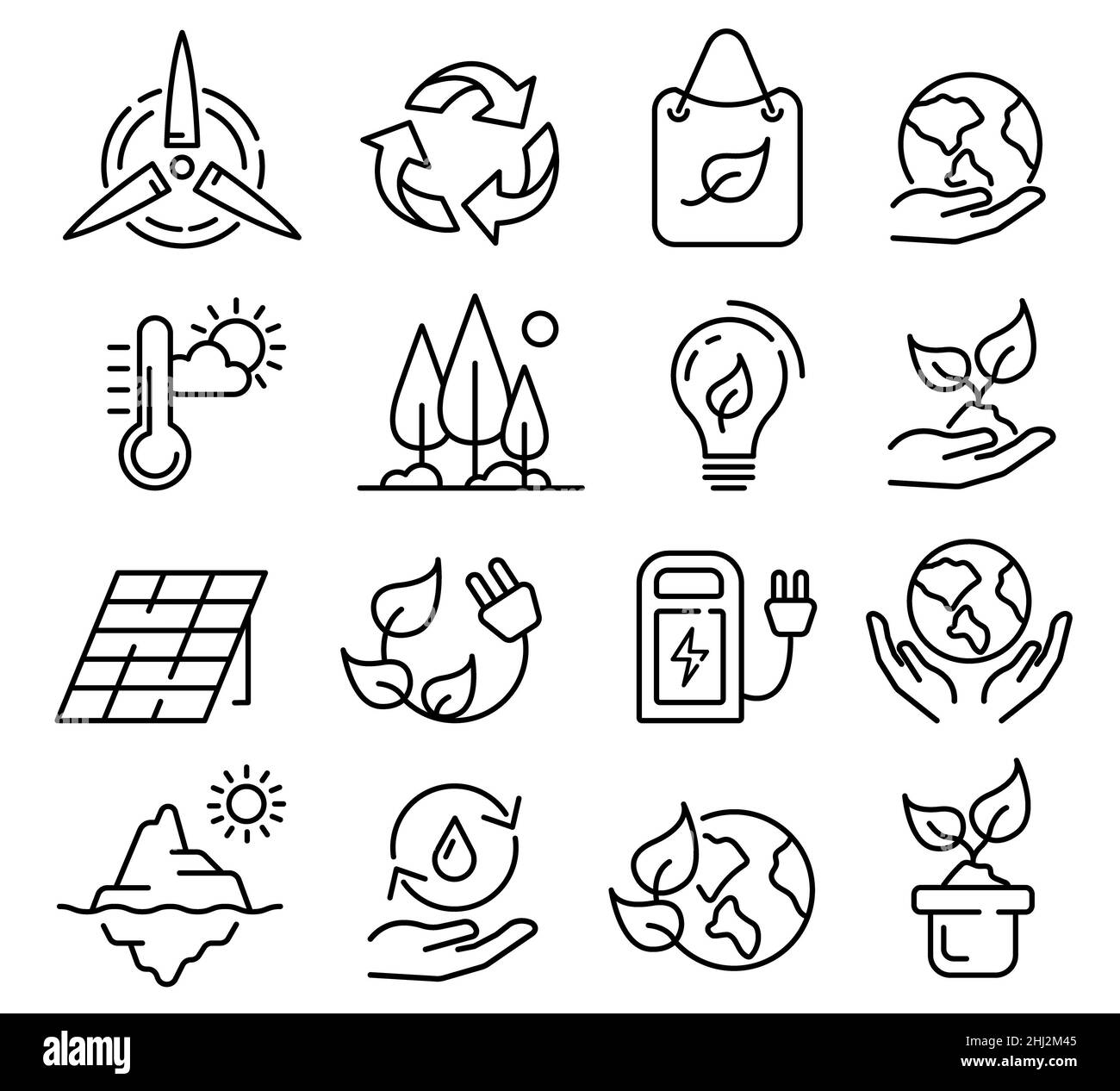 Ecology protect flat icon. Green energy pictogram for web. Line stroke ...