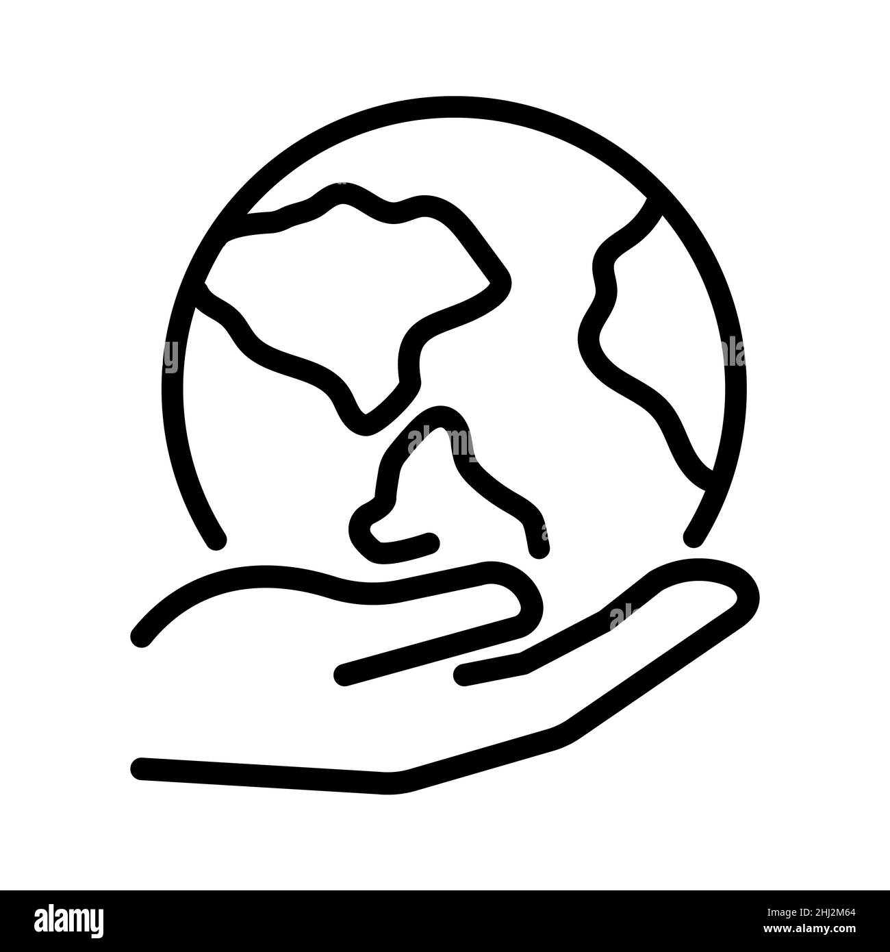Save ecology icon. Flat earth protect pictogram for web. Line stroke ...